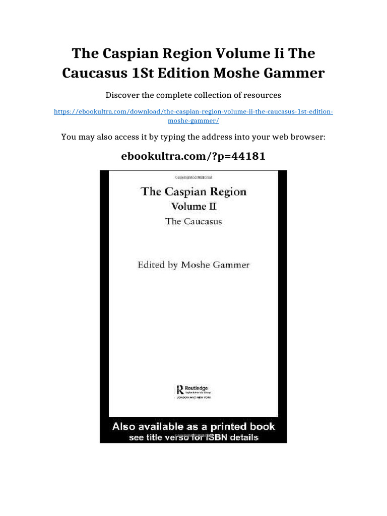The Caspian Region Volume II The Caucasus 1st Edition Moshe Gammer ...