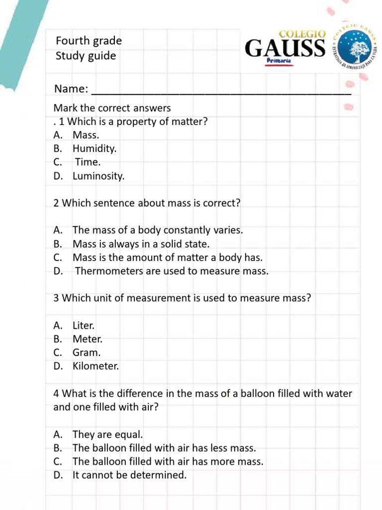 Science Fourth Grade | PDF