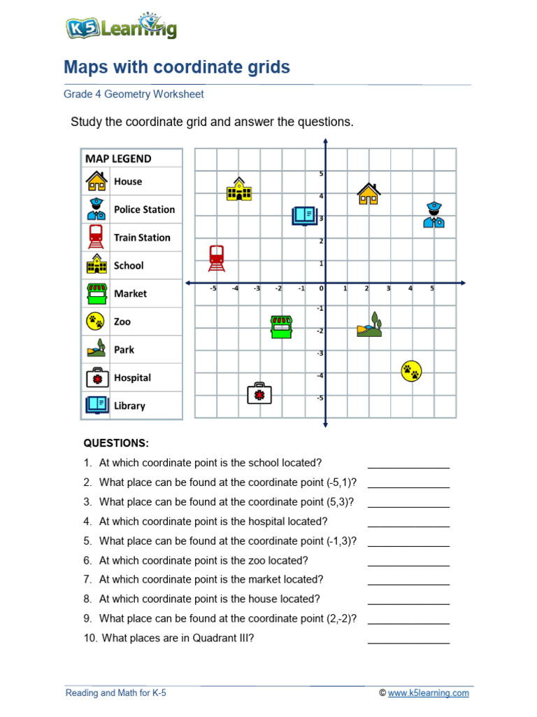 Grade 4 Map With Coordinate Grid A | PDF