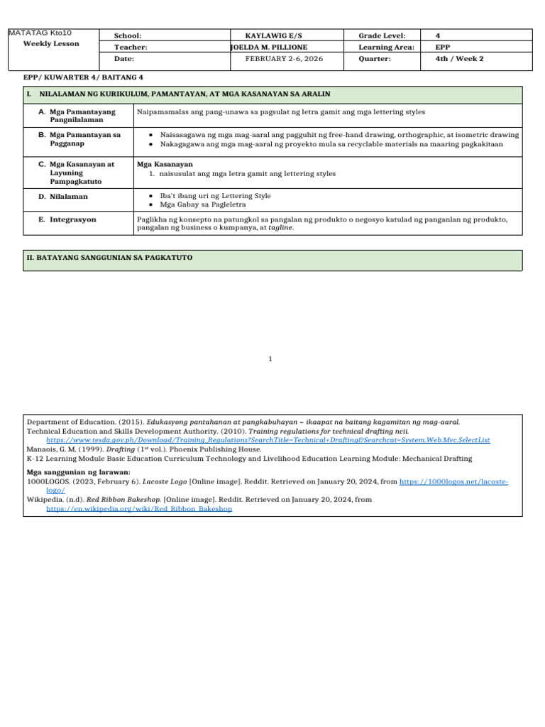 Grade 4 Epp 4 - DLL - q4 - Week 2 | PDF