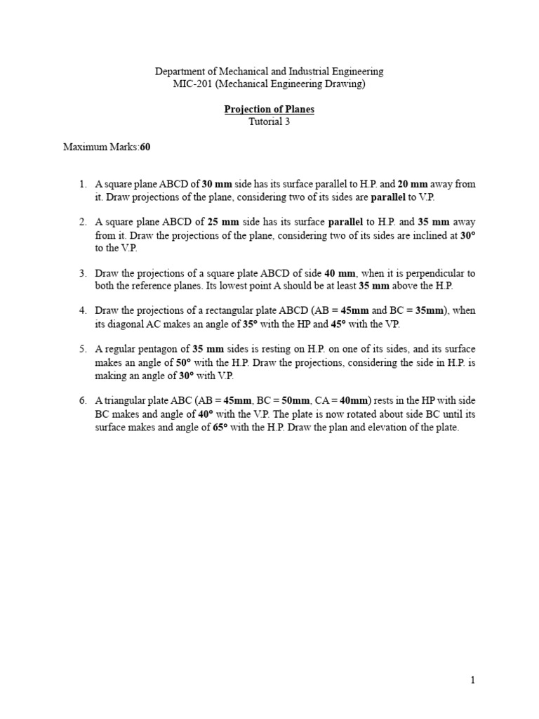 T # 3 (Projection of Planes) | PDF