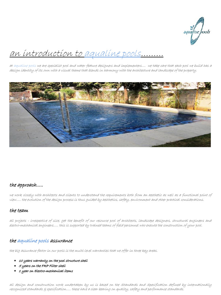 Aqualine Pools Profile | PDF | Water Purification | Ozone