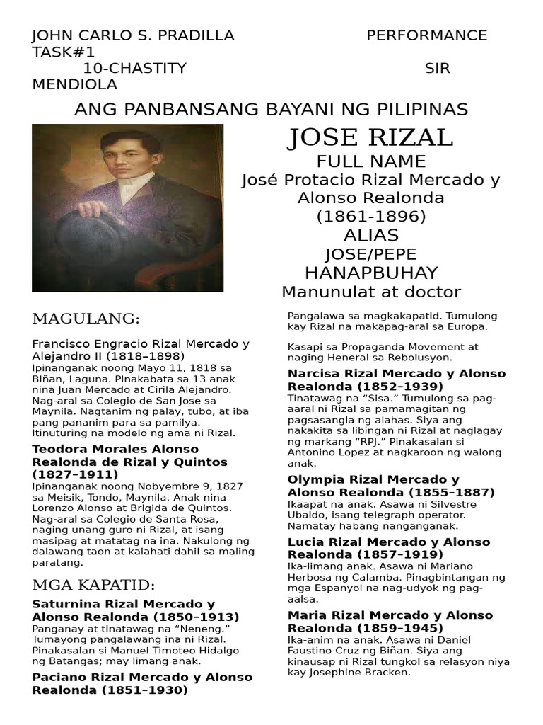Ang Panbansang Bayani NG Pilipinas | PDF