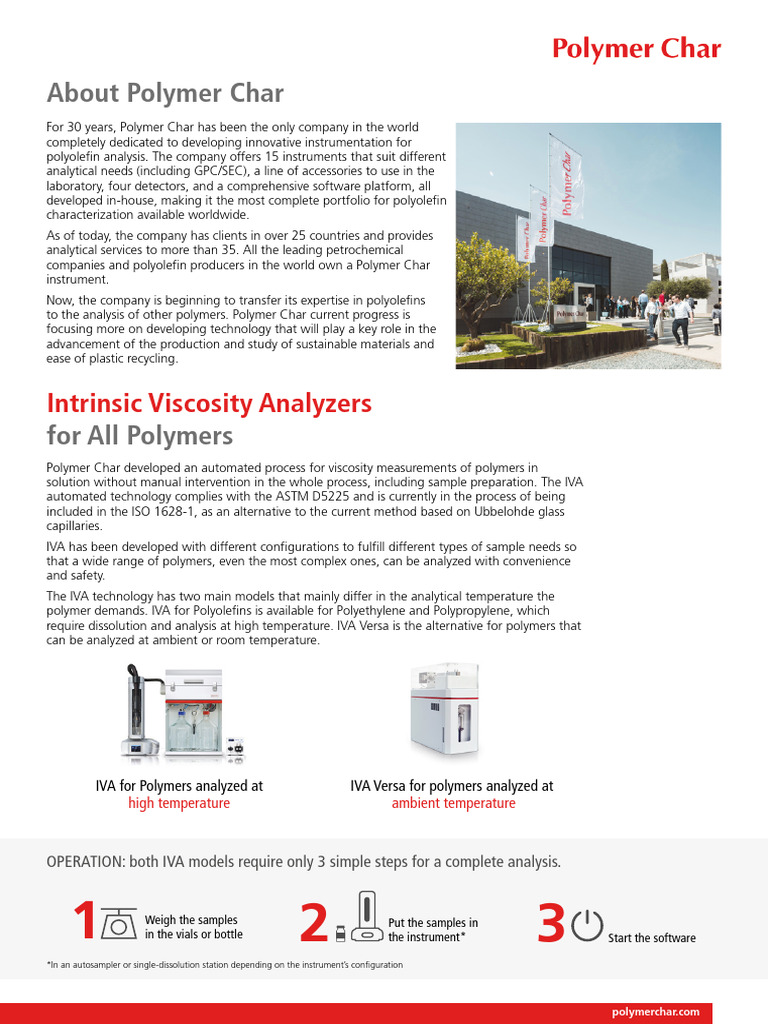 Intrinsic Viscosity Analyzers by Polymer Char | PDF | Polyolefin | Polymers