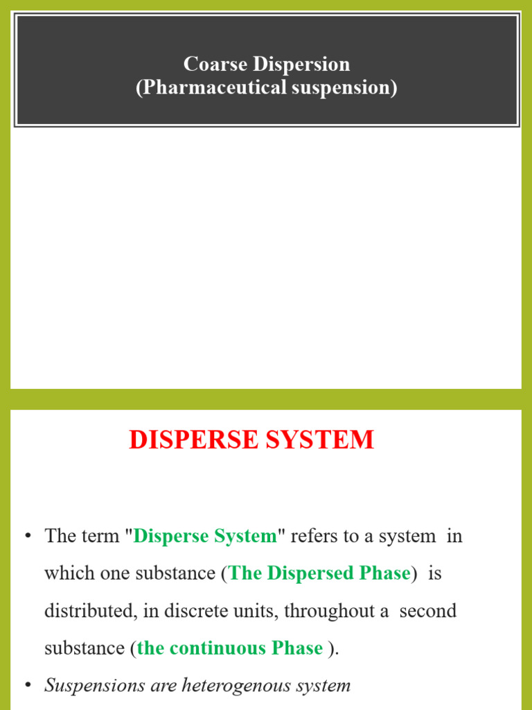 Pharmaceutical Dispersion Suspensions-1 | PDF | Colloid | Suspension ...