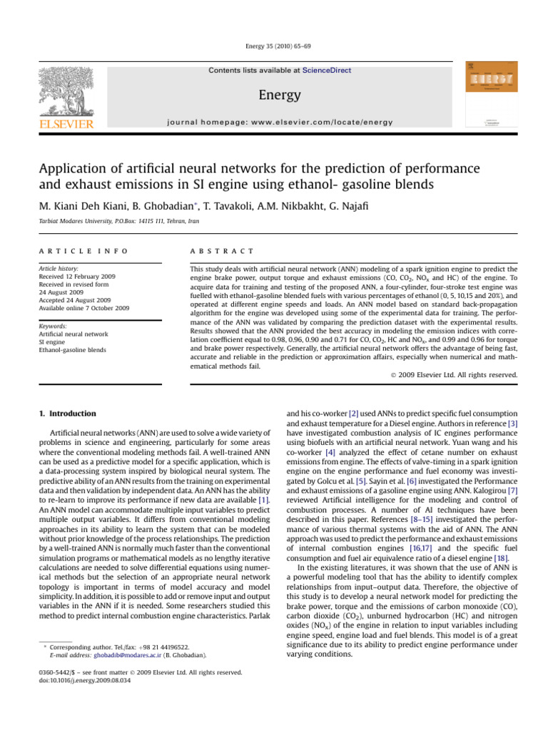 Application of Artificial Neural Networks For The Prediction of ...