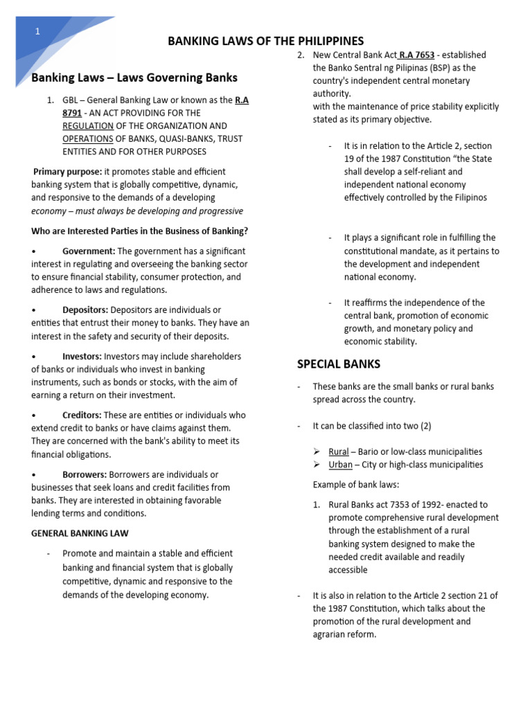 Banking Laws of The Philippines Revised | PDF | Cost Of Living | Mortgages