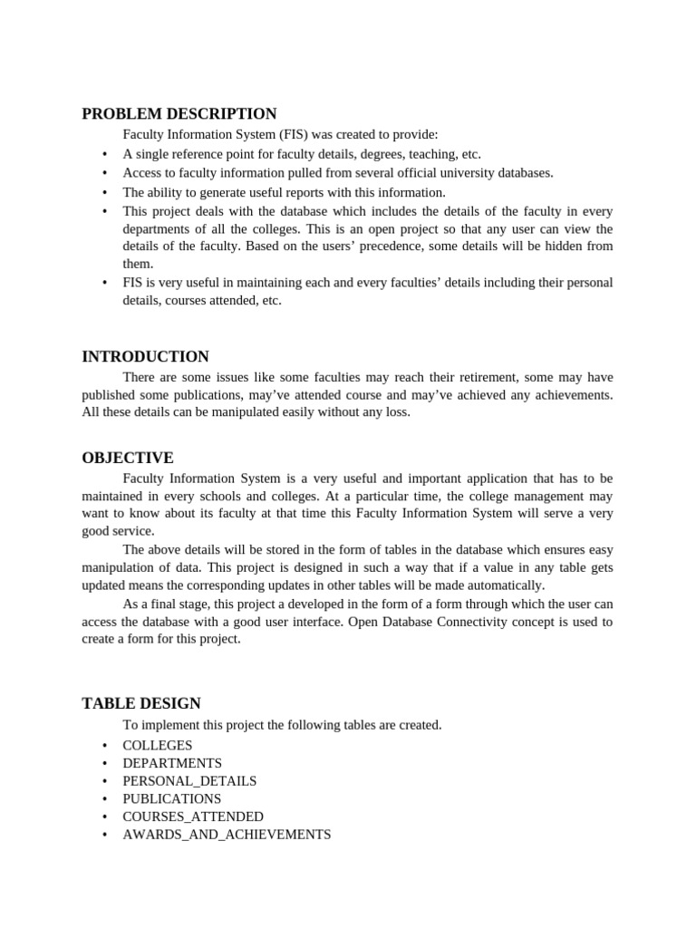 Faculty Information System | PDF | Databases | Information Science