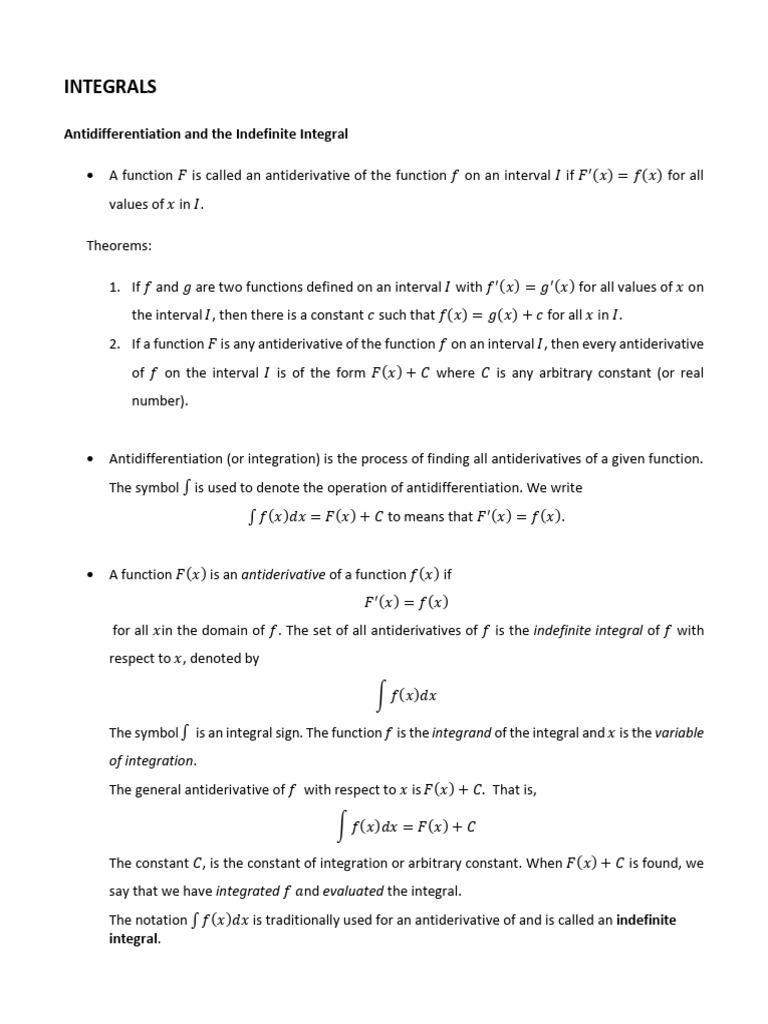 Antidifferentiation and The Indefinite Integral | PDF | Integral ...