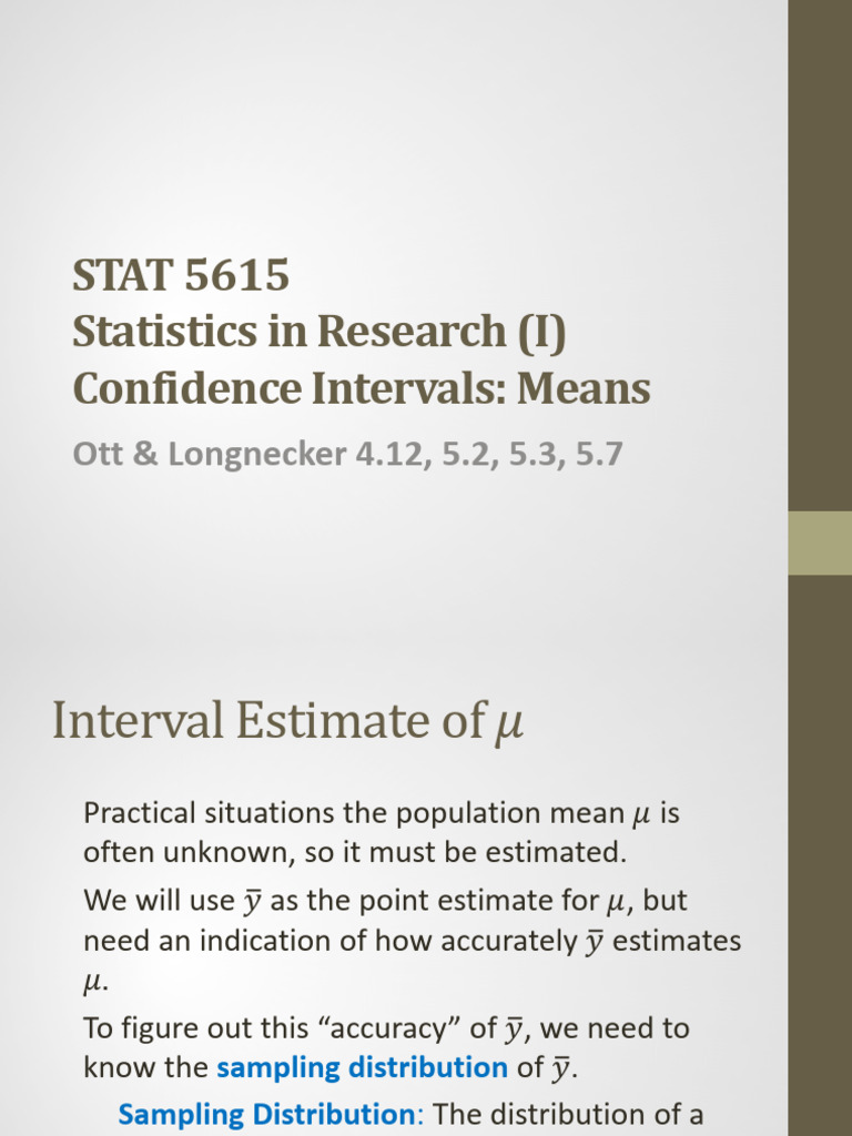 6b Confidence Intervals-Mean | PDF | Confidence Interval | Normal ...