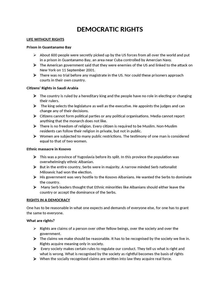 DEMOCRATIC RIGHTS | PDF | Democracy | Political Ideologies