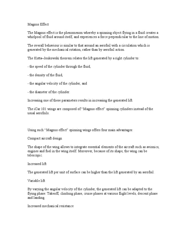 Magnus Effect | PDF | Lift (Force) | Airfoil