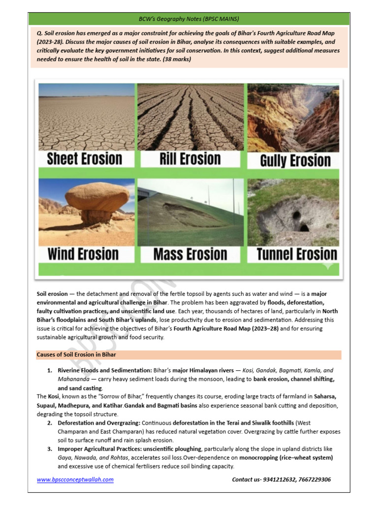 Soil Erosion ENG Model Answer | PDF | Surface Runoff | Erosion