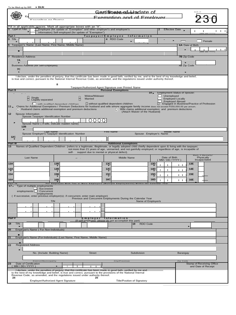 Bir Form 2305 | PDF | Taxes | Government Finances