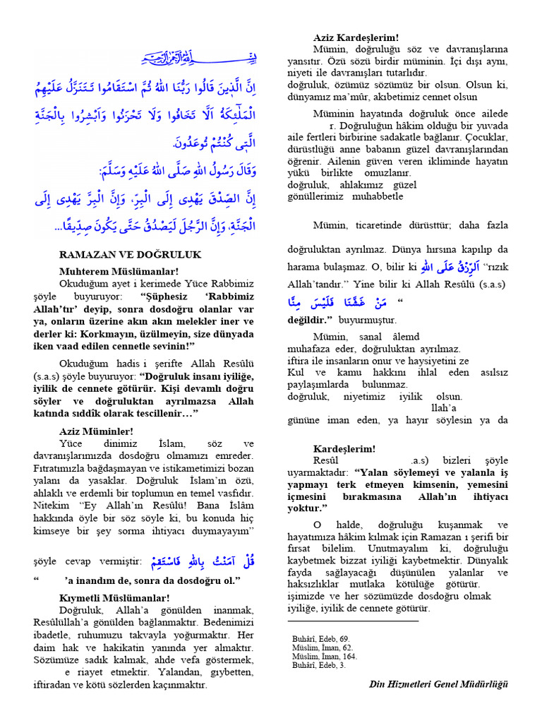 Ramazan Ve Do Gru Luk | PDF