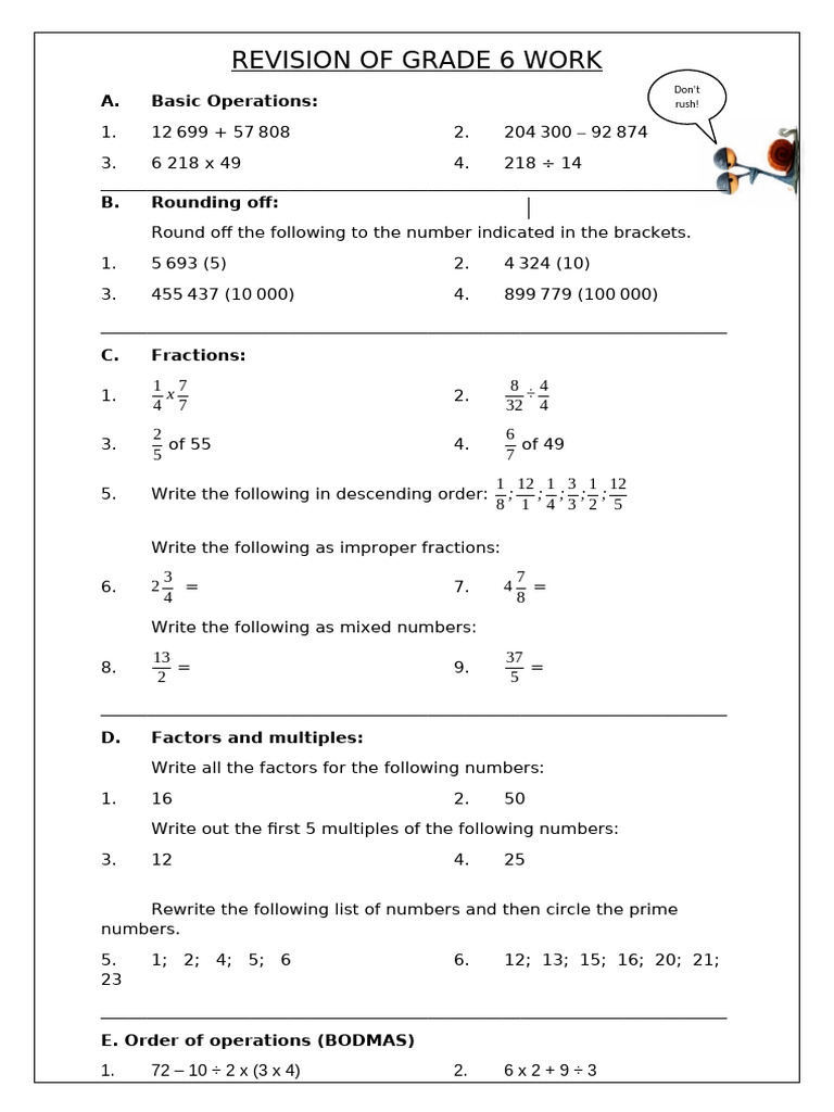 Lesson 1 - Revision of Grade 6 Work | PDF