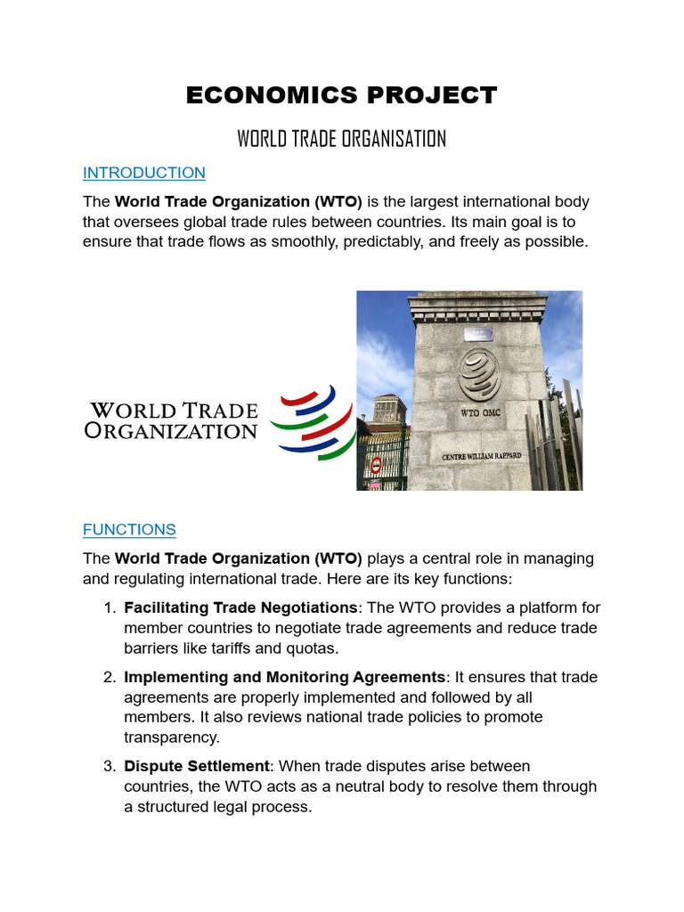 ECONOMICS PROJECT Class 12 | PDF | World Trade Organization | General ...