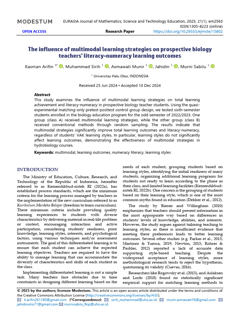 1.the Influence of Multimodal Learning Strategies On Prospective ...