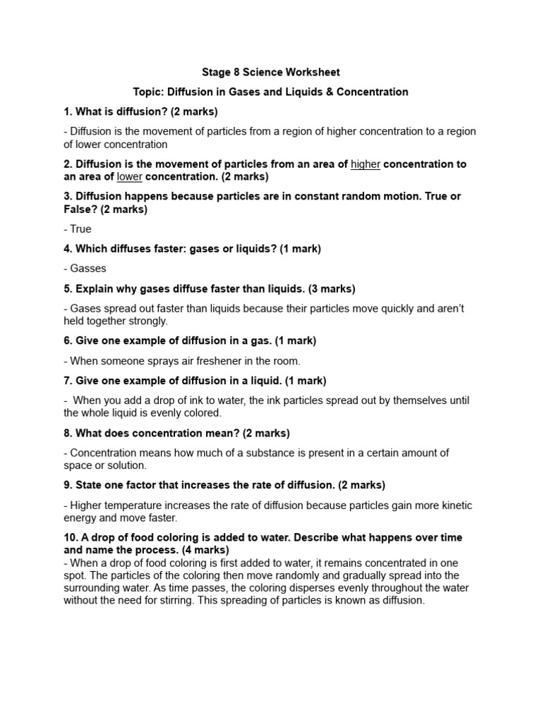Stage 8 Science Worksheet Week 3 | PDF