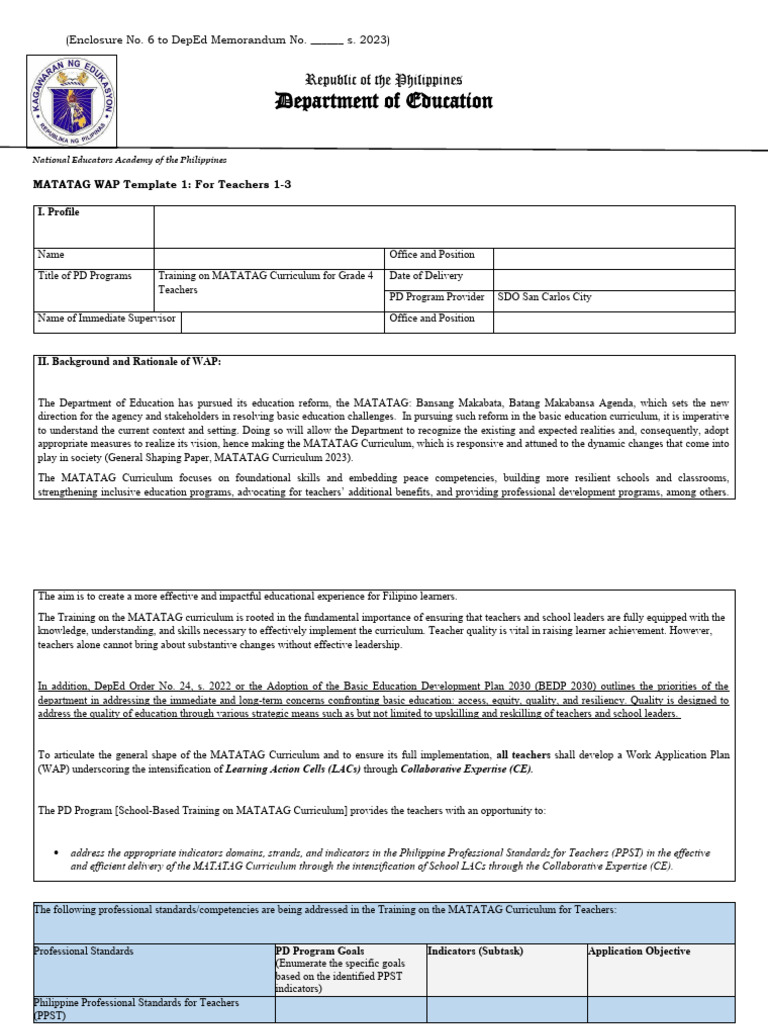 Sample Wap For Teachers | PDF | Educational Assessment | Learning