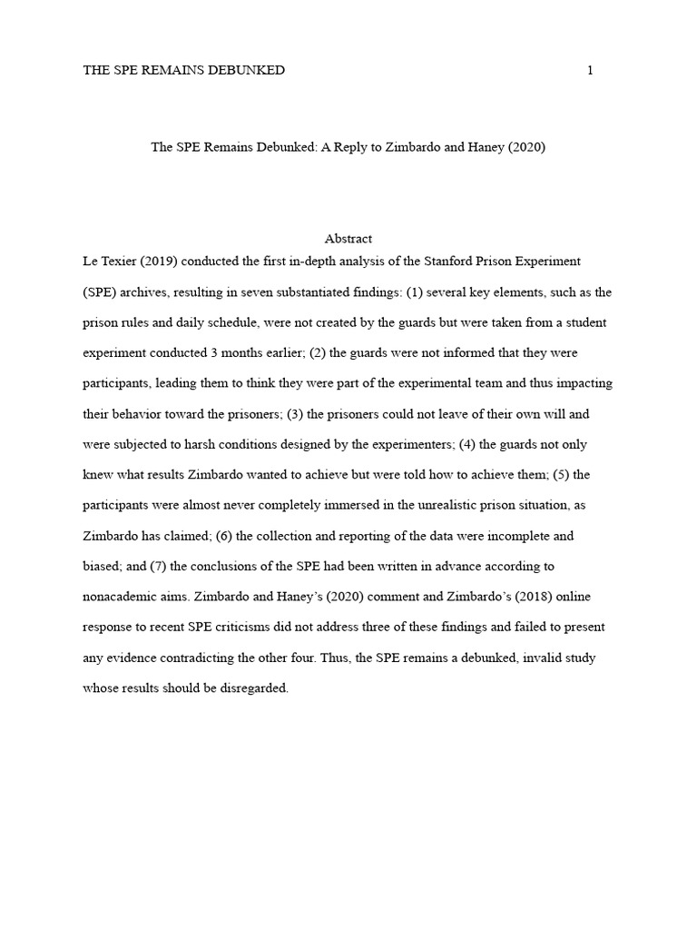 Le Texier_Reply to Zimbardo and Haney_AmPsy_(01-2020)_v3 | PDF | Social ...