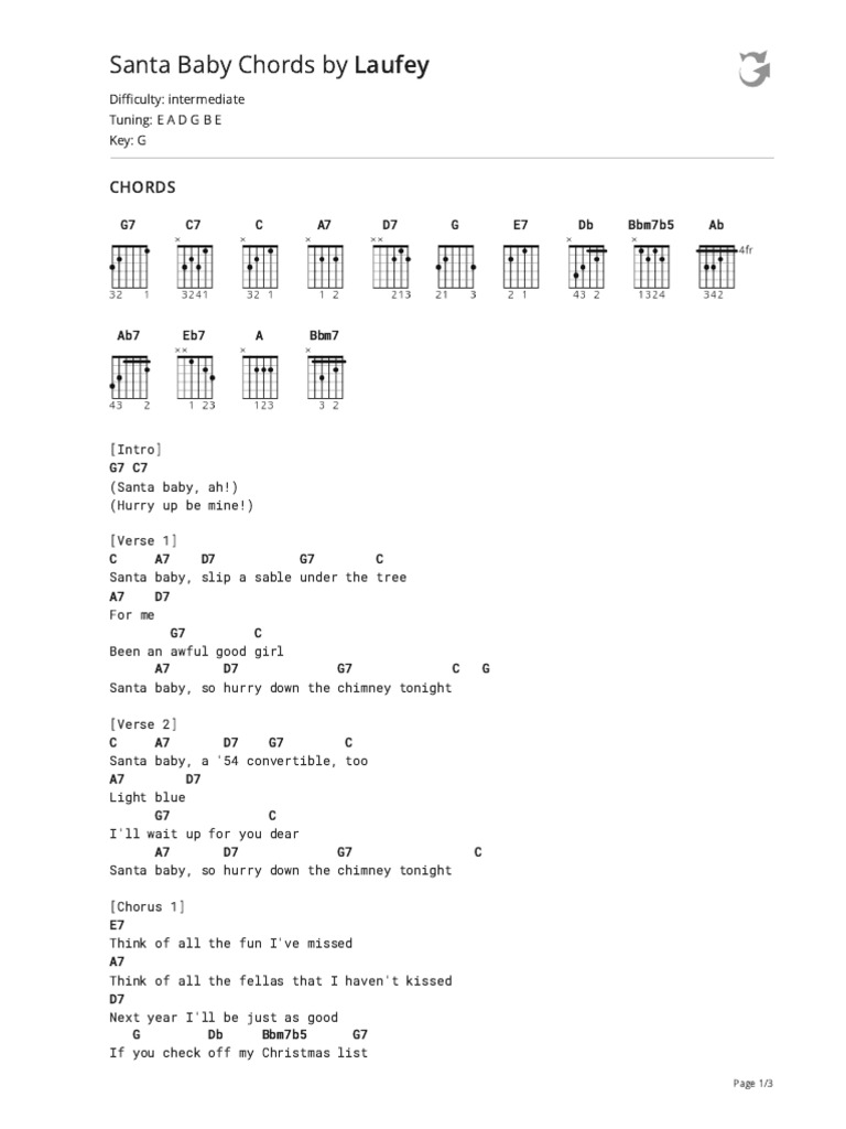 Santa Baby Chords by Laufeytabs at Ultimate Guitar Archive | PDF ...