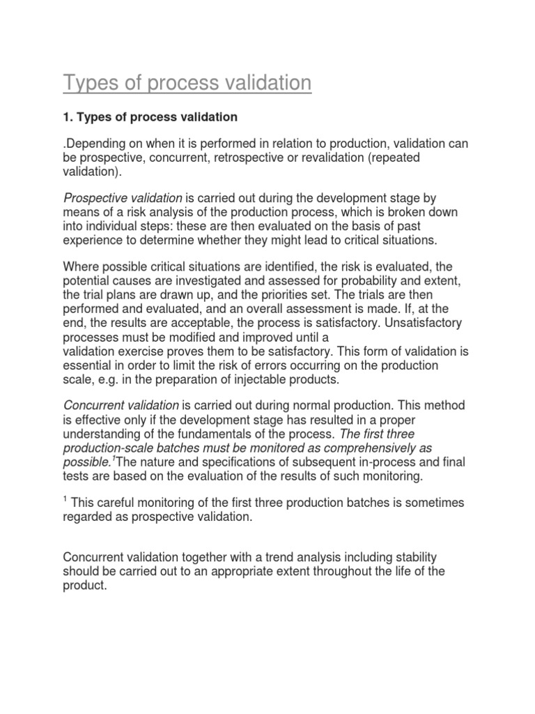 Types Of Process Validation PDF Verification And Validation