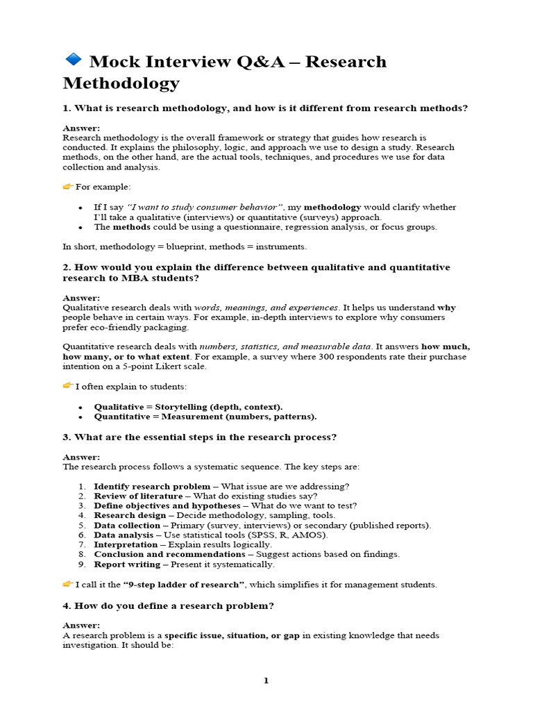 ? Mock Interview Script | PDF | Sampling (Statistics) | Methodology