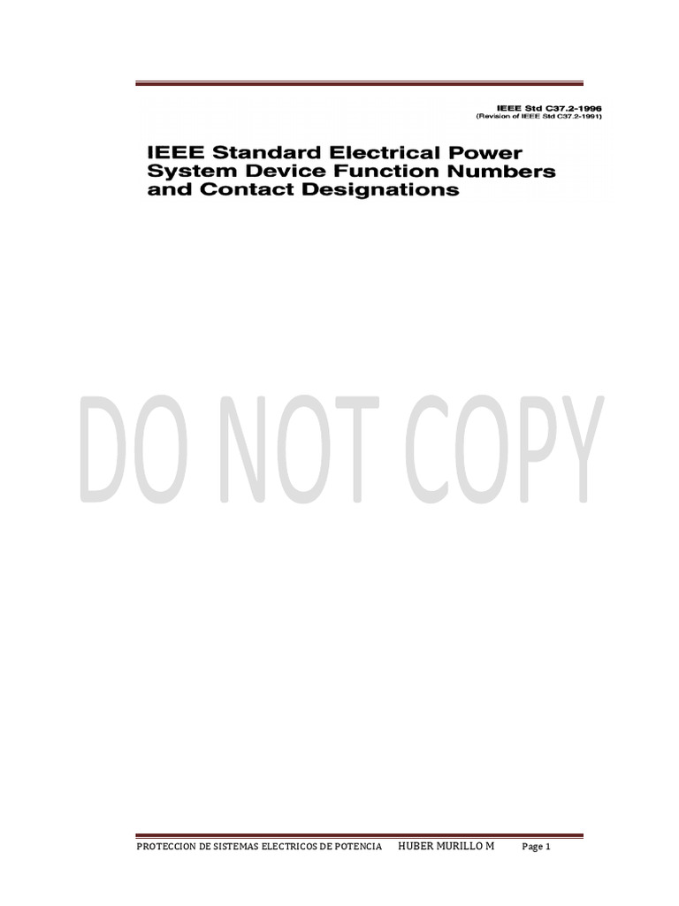 005 Codigos Ansi - Ieee Proteccion de Sep | PDF | Relé | Corriente continua