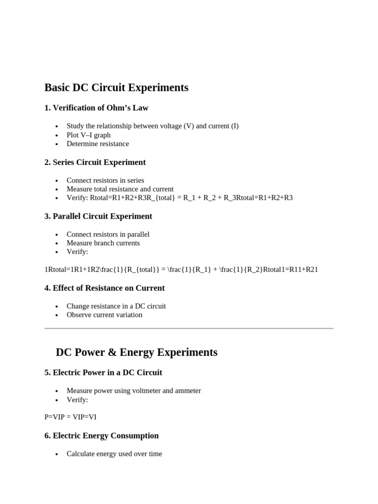 Basic DC Circuit Experiments | PDF | Voltage | Series And Parallel Circuits