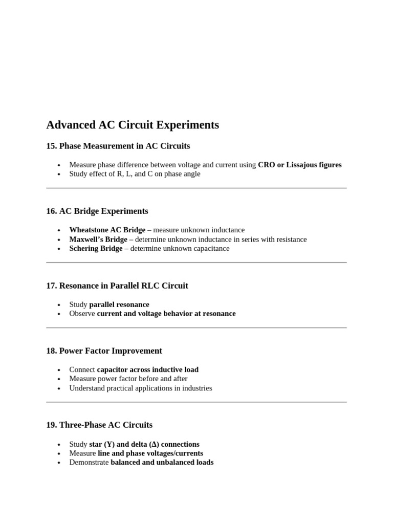 Advanced AC Circuit Experiments | PDF