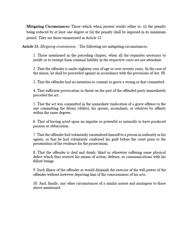Mitigating Circumstances | PDF | Plea | Crimes