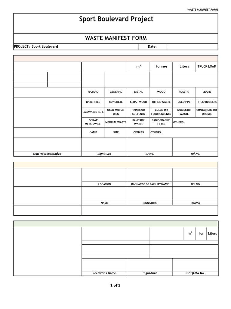 Waste Manifest Form | PDF | Waste | Scrap