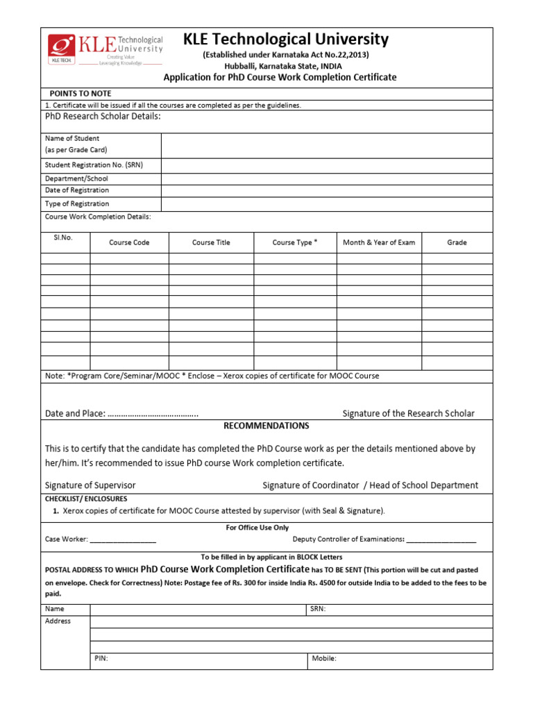 Application For PHD CW-CCertificate | PDF