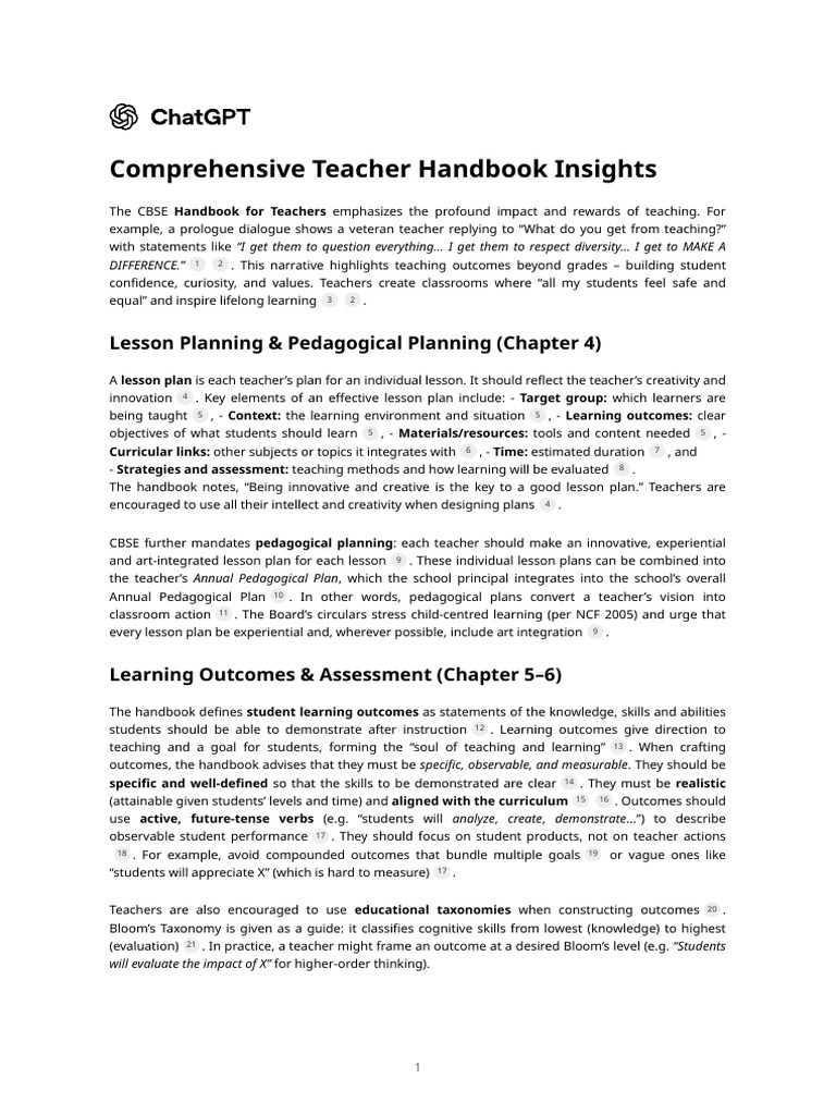 Comprehensive Teacher Handbook Insights | PDF | Educational Assessment ...