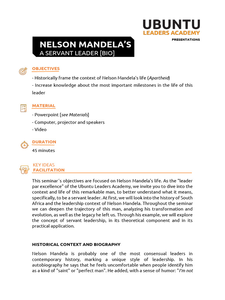 03 Nelson Mandela_A Servant Leader [Bio] | PDF | Nelson Mandela | Apartheid