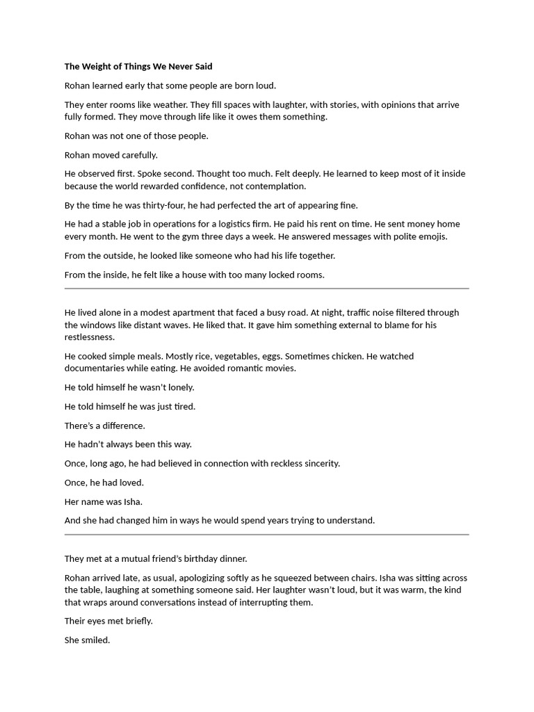 The Weight of Things We Never Said | PDF | Fear