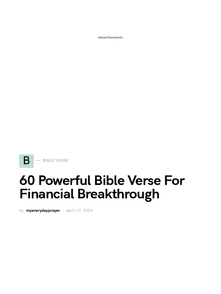 60 Powerful Bible Verse For Financial Breakthrough | PDF | Bible | Jesus