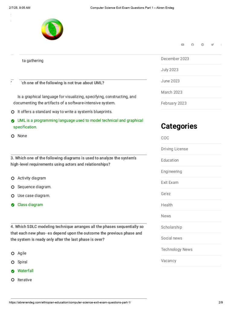 Computer Science Exit Exam Questions Part 1 - Abren Endeg | PDF | Php ...