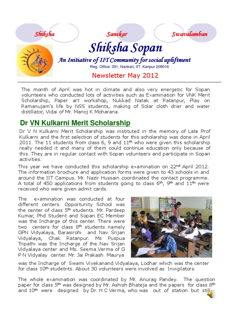 Shiksha Sopan April 2012 Newsletter | PDF | Test (Assessment) | Further ...