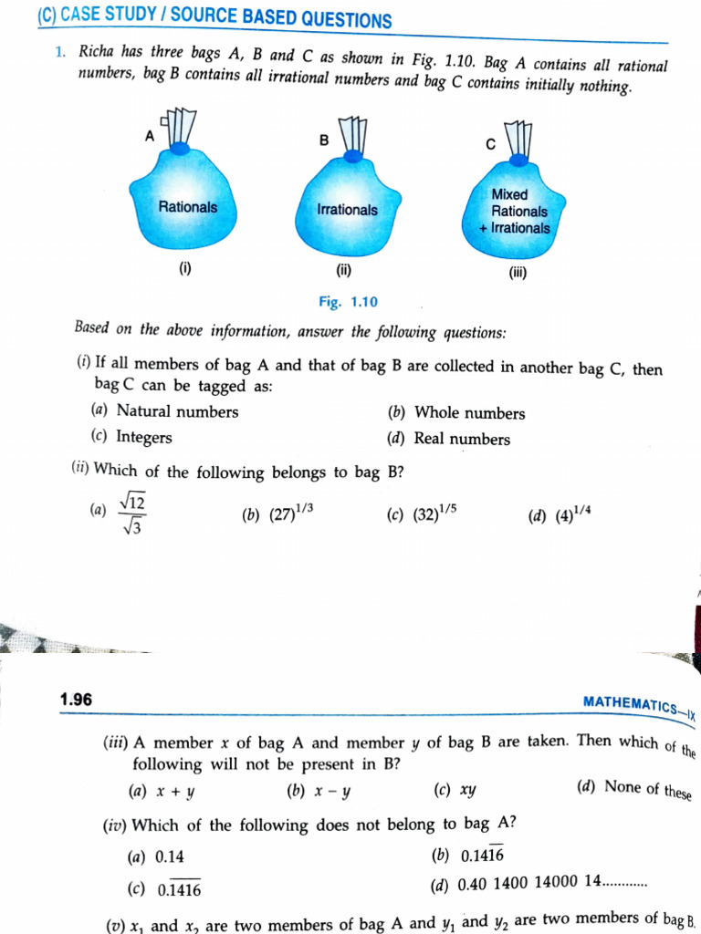 Case Based Questions For Class IX | PDF | Equations | Rational Number
