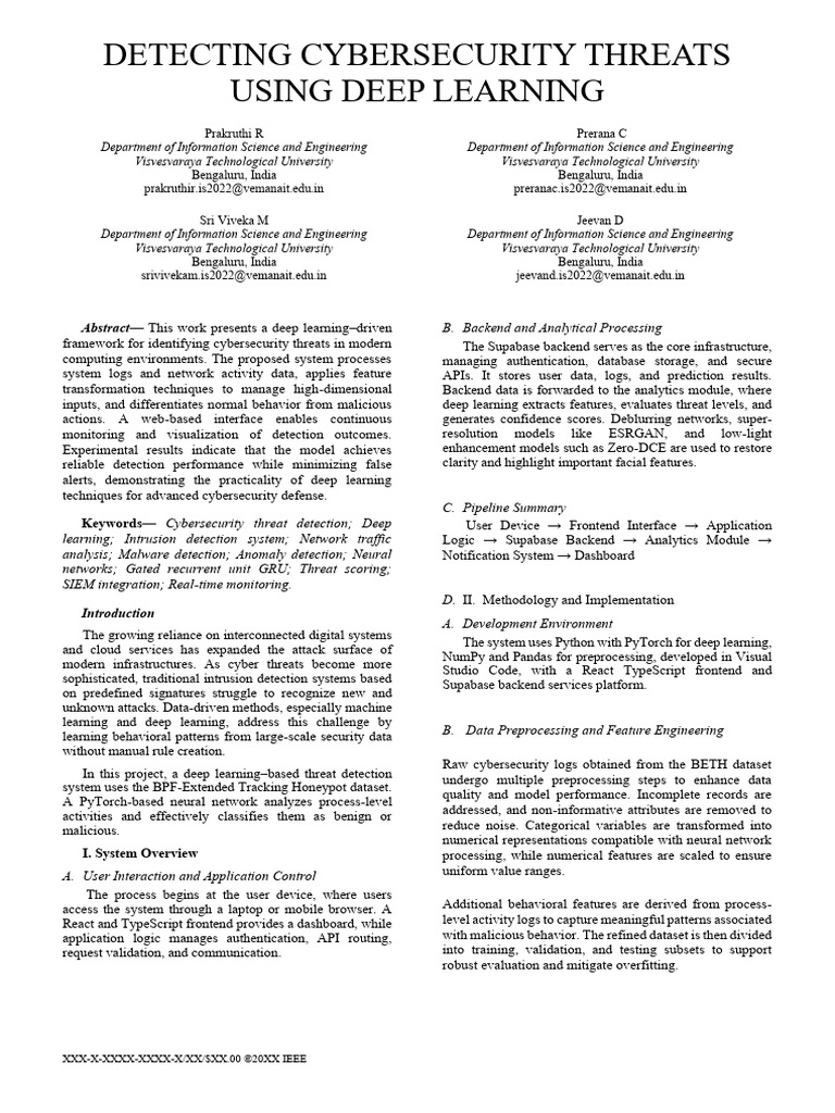 Detecting Cybersecurity Threats Using Deep Learning | PDF | Computer ...
