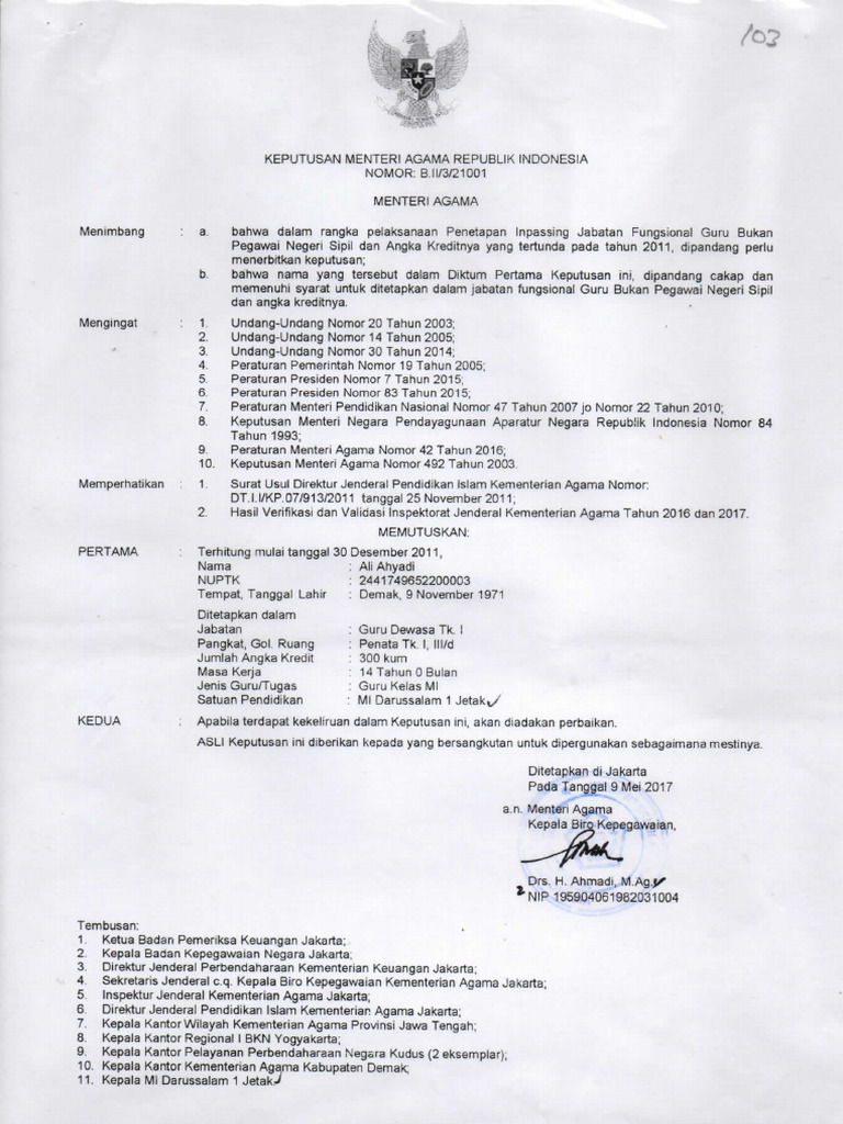 SK Inpasing Asli | PDF