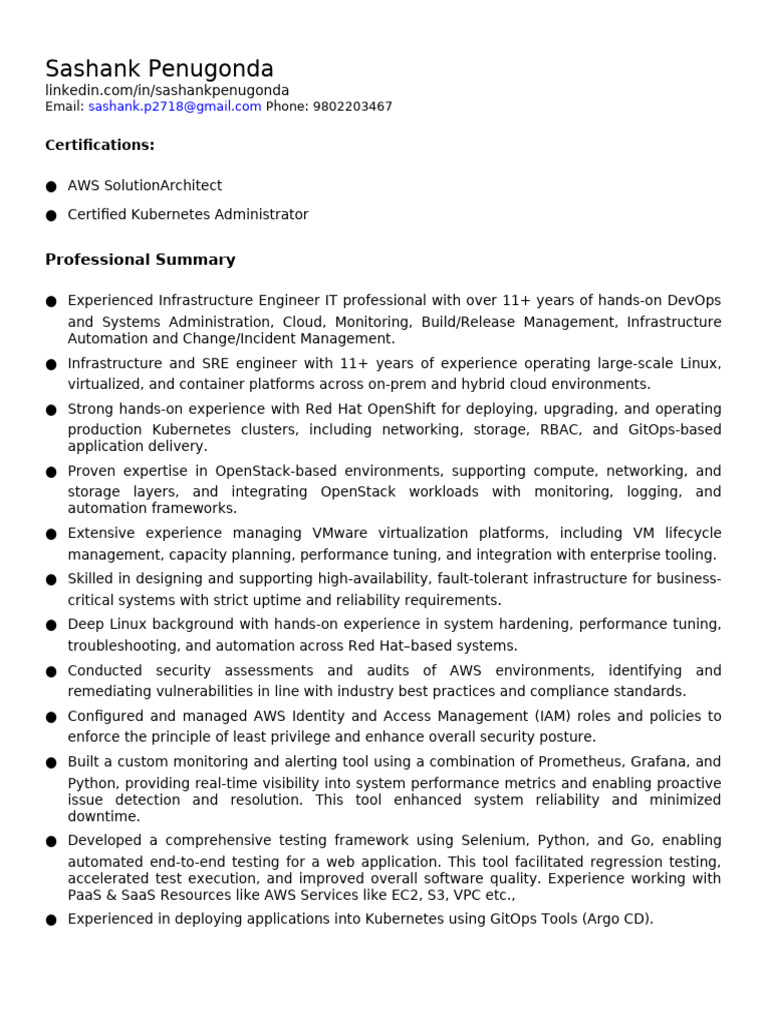 Sashank_Penugonda Resume (3) | PDF | Cloud Computing | Open Stack