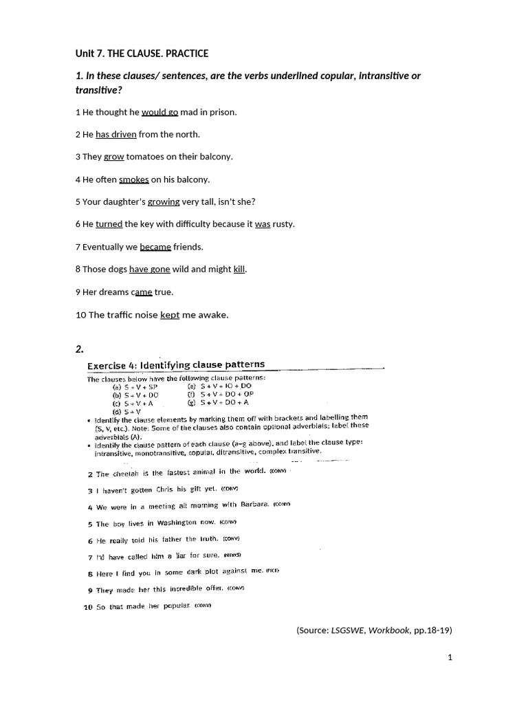 Practice.the Clause | PDF | Verb | Grammar