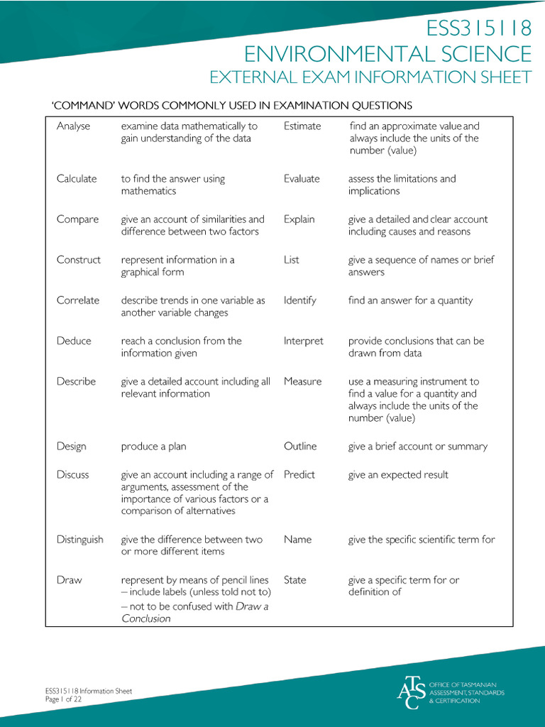 ESS315118 Environmental Science Information Sheet | PDF | Ecosystem ...