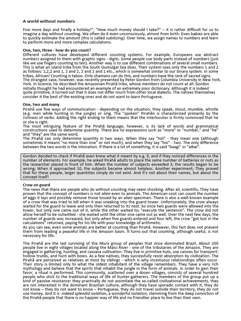 Piraha | PDF | Language Families | Linguistics