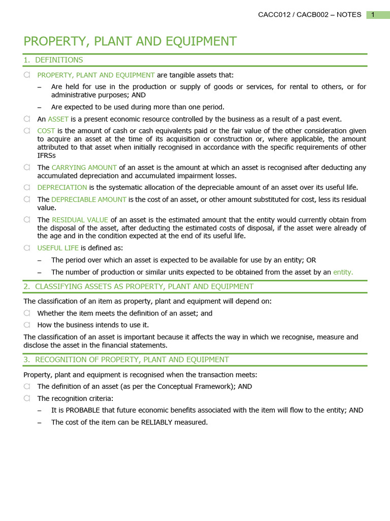 03. M1 - Property, plant and equipment (Notes) | PDF | Depreciation ...