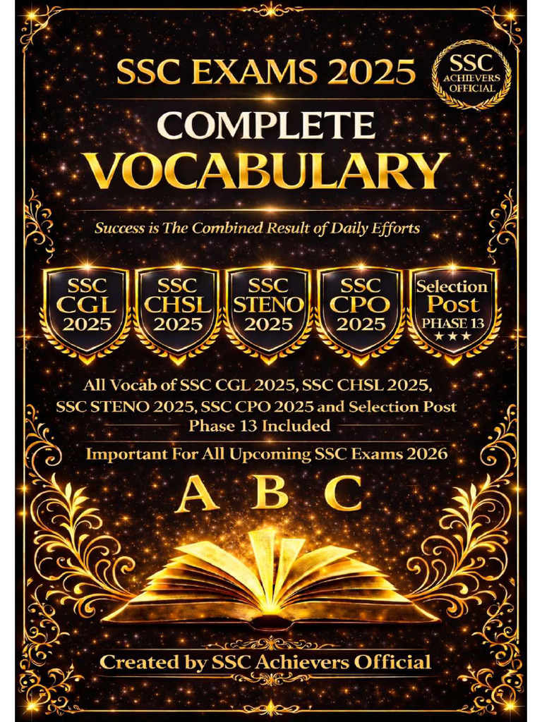 SSC 2025 All Exam Complete Vocabulary | PDF | Adjective | Adverb