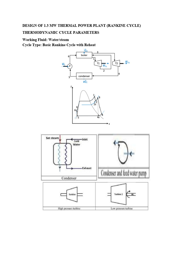 Design of 1.3 MW Thermal Power Plant (Rankine Cycle) | PDF | Continuum ...
